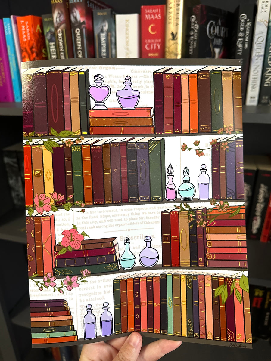 The Gilded Books Collection Bookshelf Art Print – RenCreations Studio